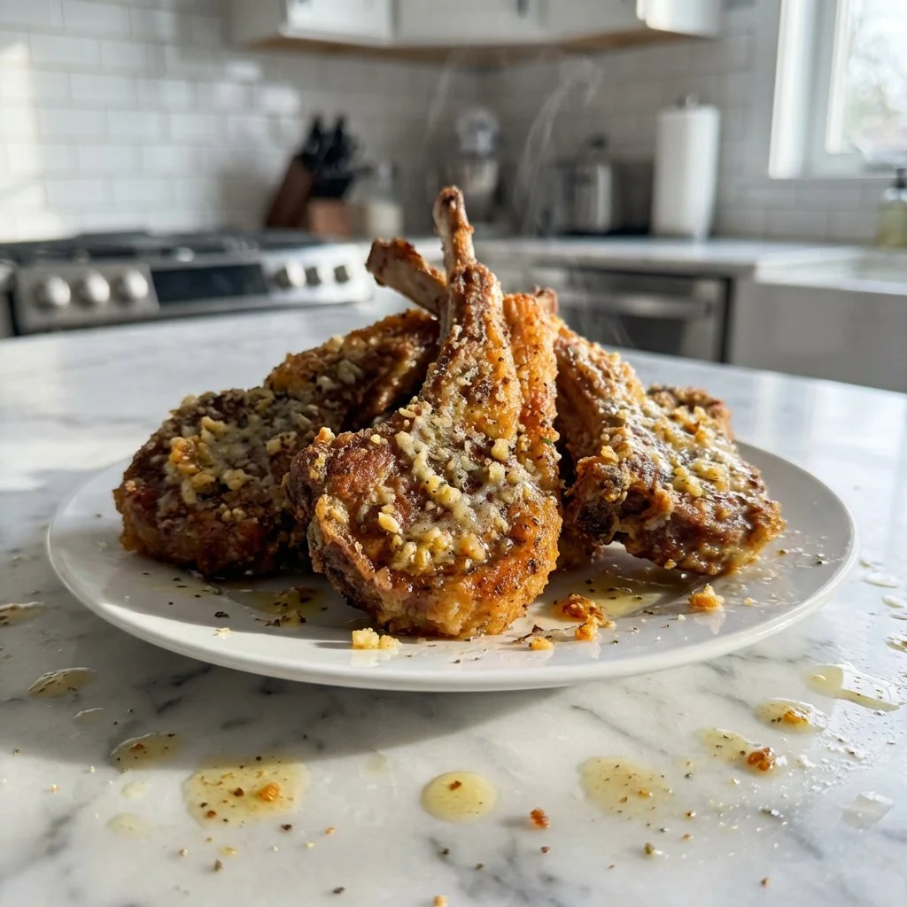 Garlic Parmesan Fried Lamb Chops