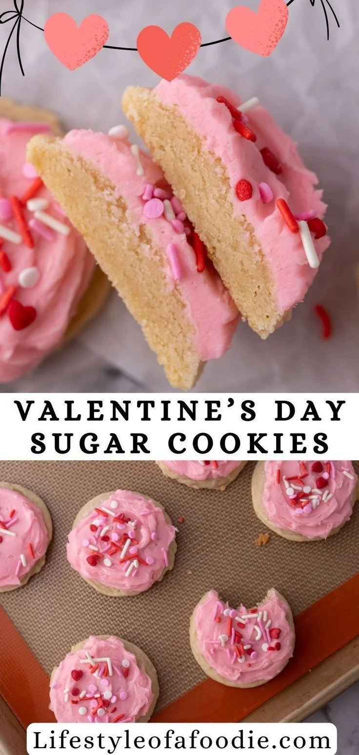 Soft Valentine's Day Frosted Sugar Cookies