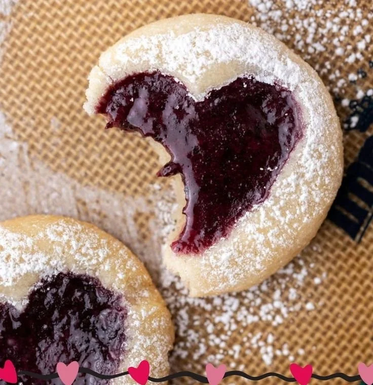 Valentine's Day Heart Thumbprint Cookies with Jam